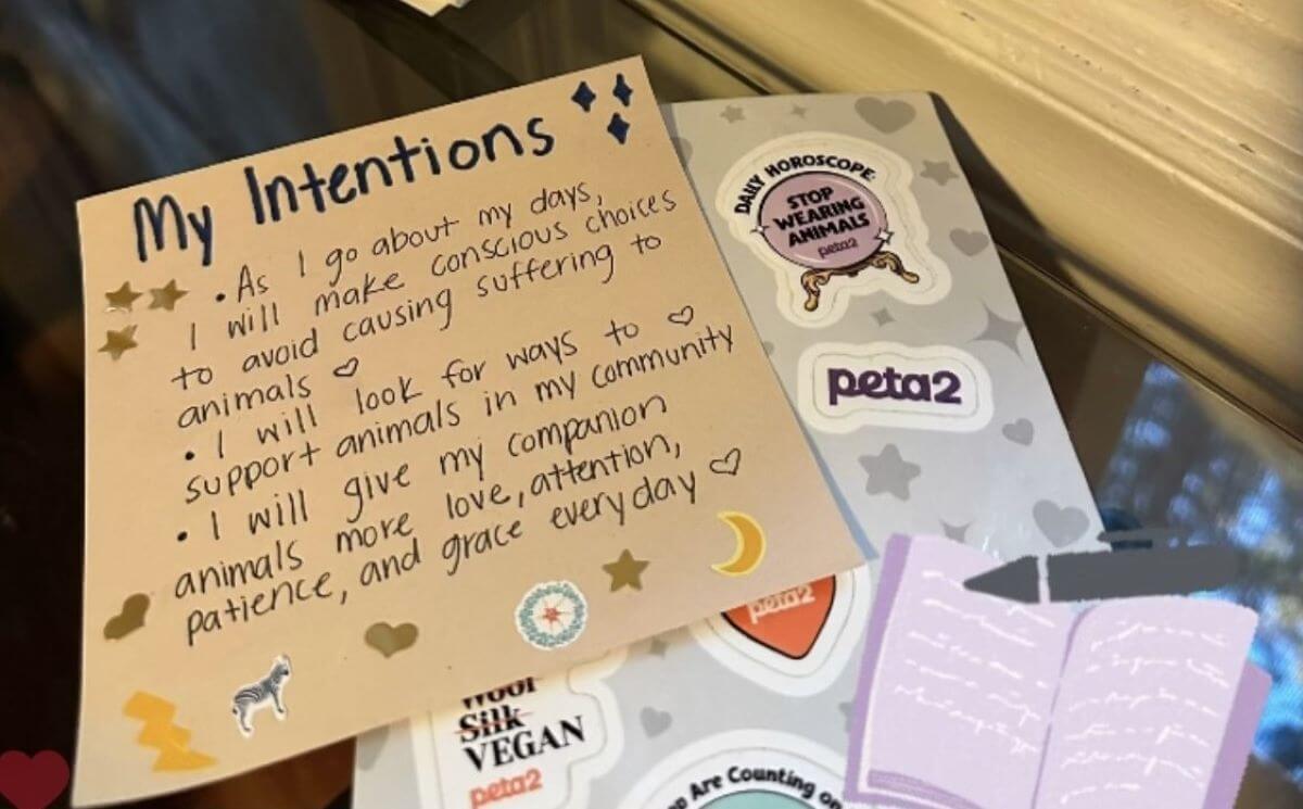 mission: write down your intentions to help animals | peta2