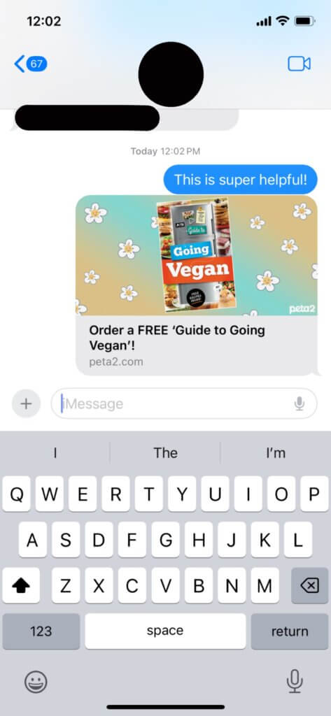 mission: text a friend our ‘guide to going vegan’ | peta2