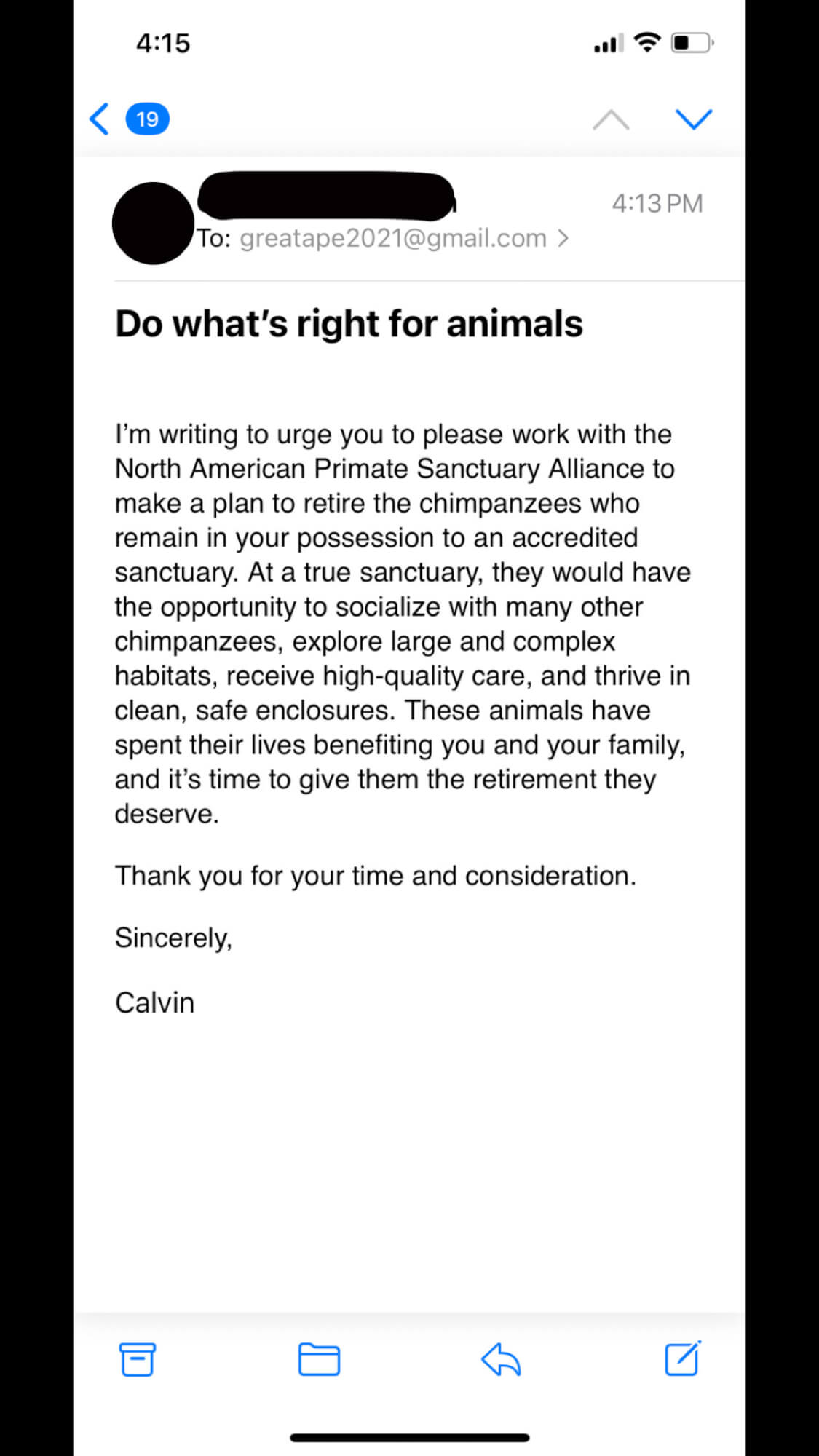 mission: urge the rosaire-zoppe fam to do what's right | peta2