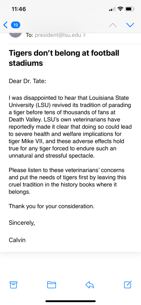 mission: help stop lsu tiger exploitation | peta2